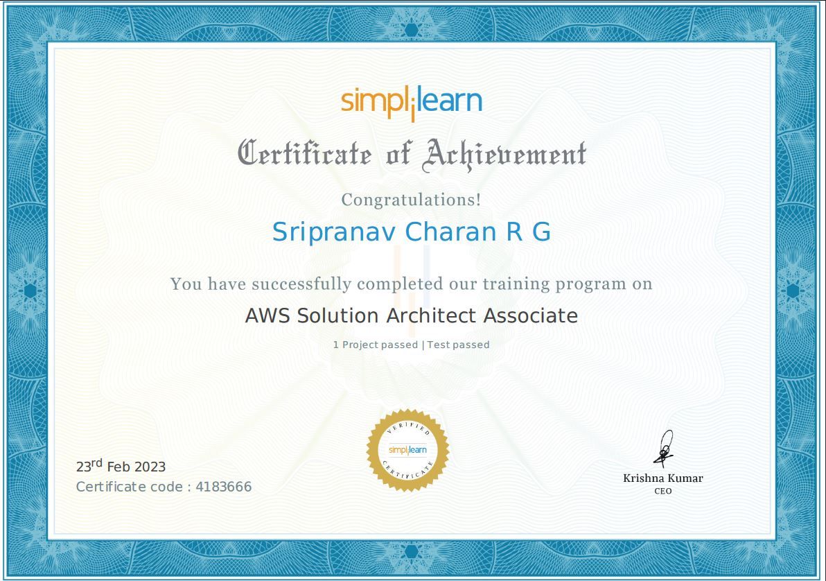 Sripranav C. on LinkedIn: #awssolutionsarchitect #simplilearn # ... Sripranav C. on LinkedIn: #awssolutionsarchitect #simplilearn # ...