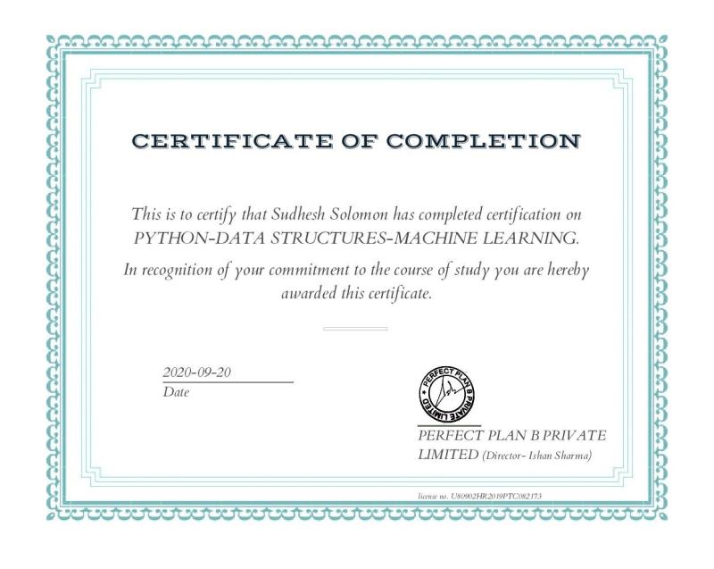 Sudhesh Solomon Ramesh Kumar on LinkedIn: #certificate # ... Sudhesh Solomon Ramesh Kumar on LinkedIn: #certificate # ...