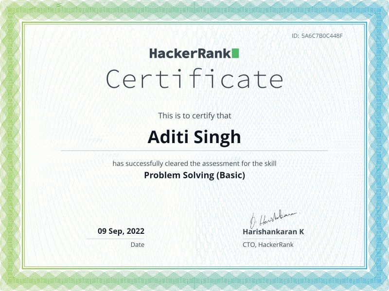 Aditi Singh on LinkedIn: #hackerrank #problemsolving #coding Aditi Singh on LinkedIn: #hackerrank #problemsolving #coding