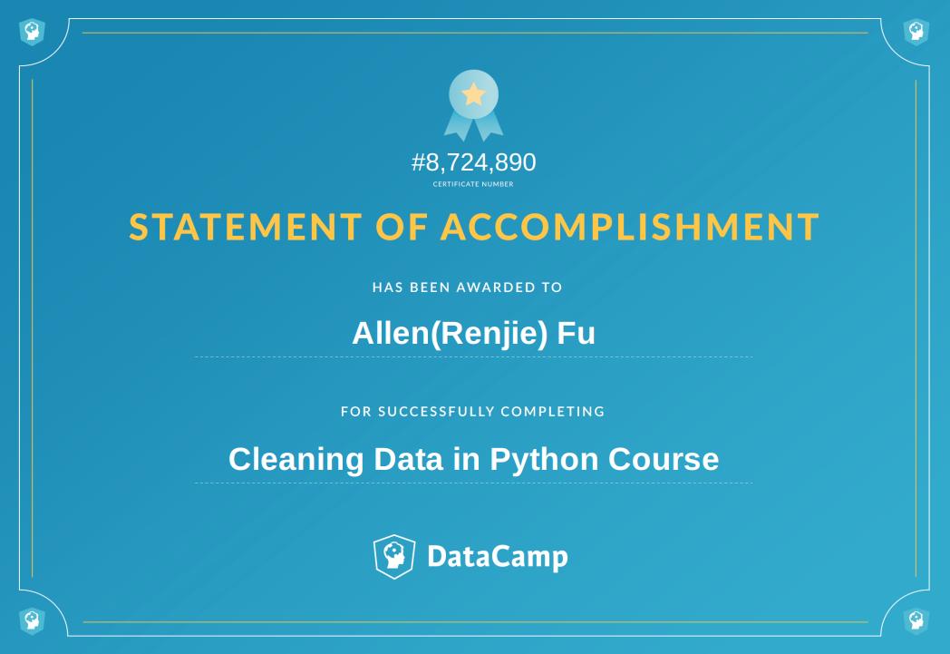 Allen(Renjie) Fu on LinkedIn: #python #datacleaning #datacamp Allen(Renjie) Fu on LinkedIn: #python #datacleaning #datacamp