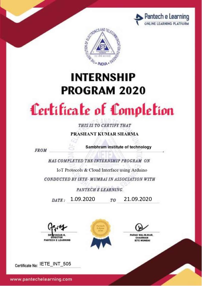 Prashant Kumar Sharma on LinkedIn: #internship #iotinternship #iot # ... Prashant Kumar Sharma on LinkedIn: #internship #iotinternship #iot # ...