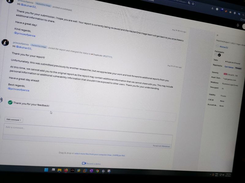 Dharunkumar Shanmugam on LinkedIn: First Bug! Sev:Critical. Duplicate! 🙄🙄 Dharunkumar Shanmugam on LinkedIn: First Bug! Sev:Critical. Duplicate! 🙄🙄