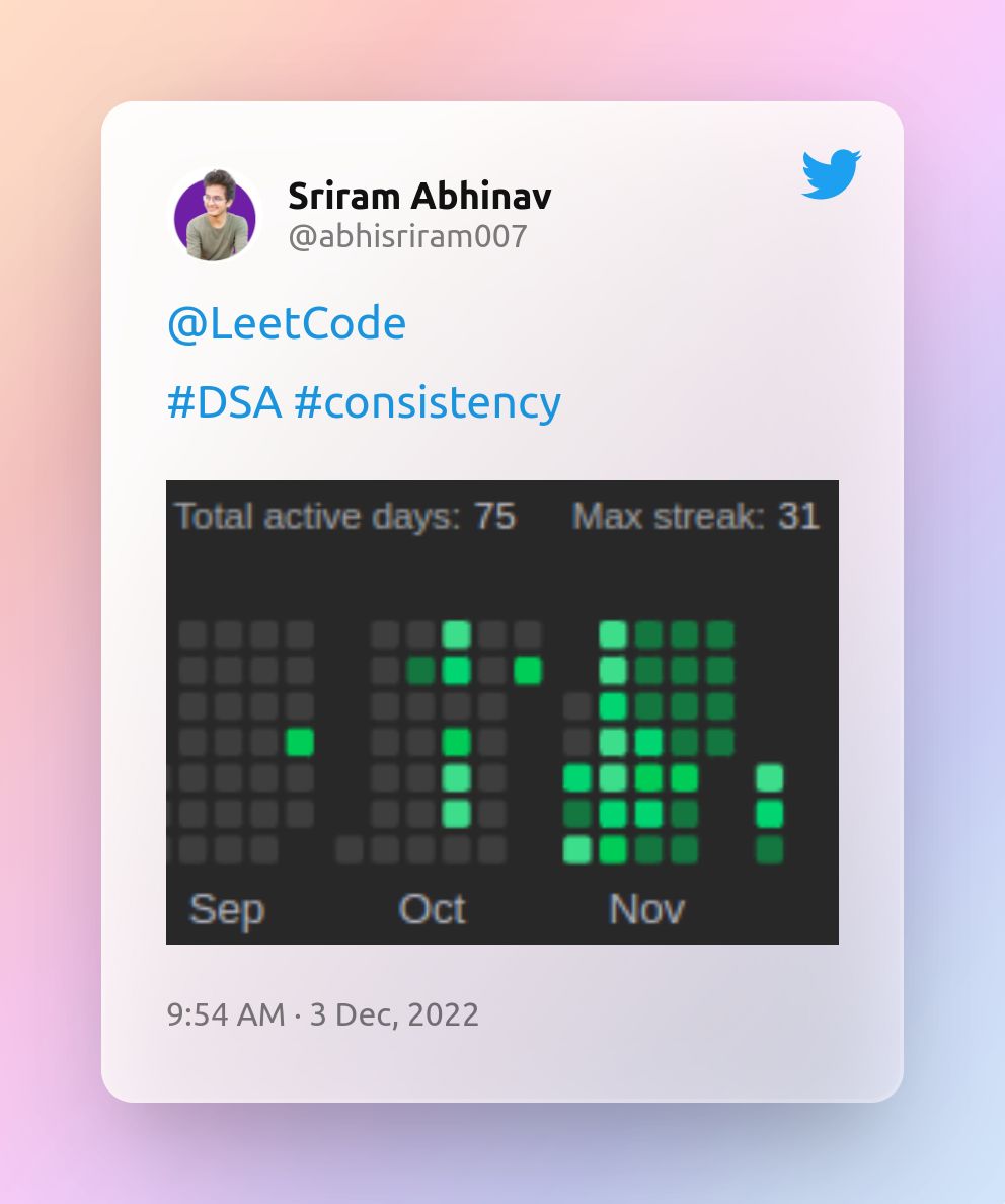 Abhinav Sriram on LinkedIn: #leetcode #dsa #consistency Abhinav Sriram on LinkedIn: #leetcode #dsa #consistency
