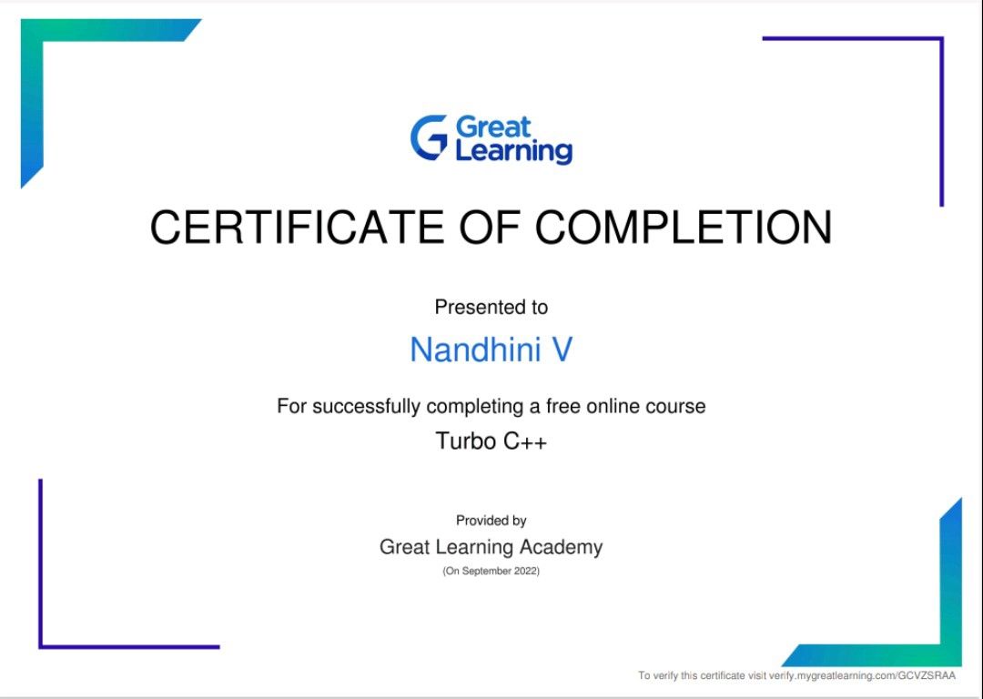 Nandhini V on LinkedIn: From this short course,learnt basics of C++ ... Nandhini V on LinkedIn: From this short course,learnt basics of C++ ...