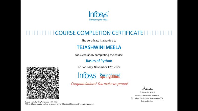 Tejashwini Meela on LinkedIn: #python #share #infosysspringboard # ... Tejashwini Meela on LinkedIn: #python #share #infosysspringboard # ...
