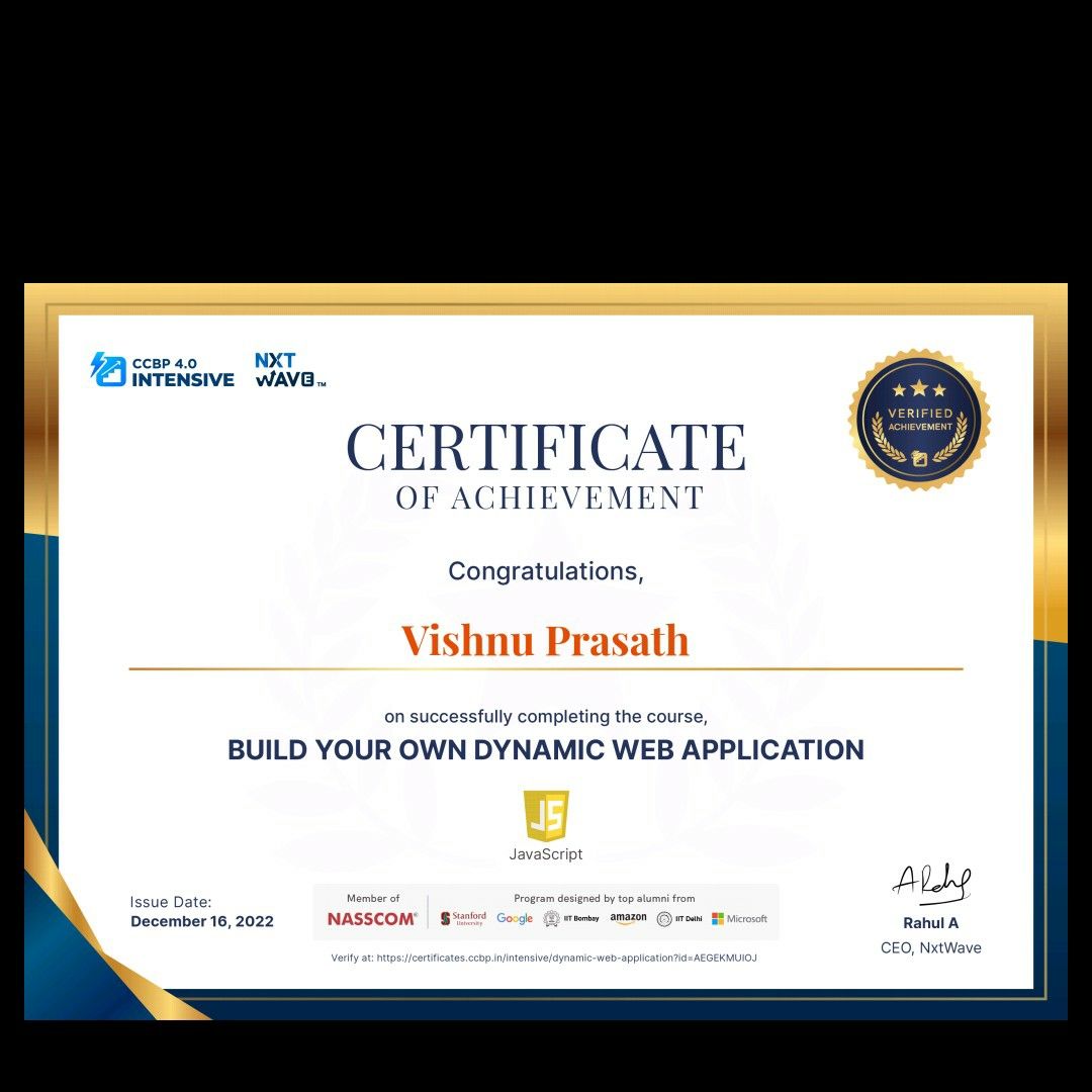 Vishnu Prasath on LinkedIn: Received completion certificate from ... Vishnu Prasath on LinkedIn: Received completion certificate from ...