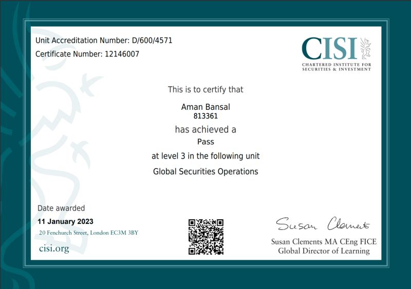 Aman Bansal on LinkedIn: #cisi #christuniversity Aman Bansal on LinkedIn: #cisi #christuniversity