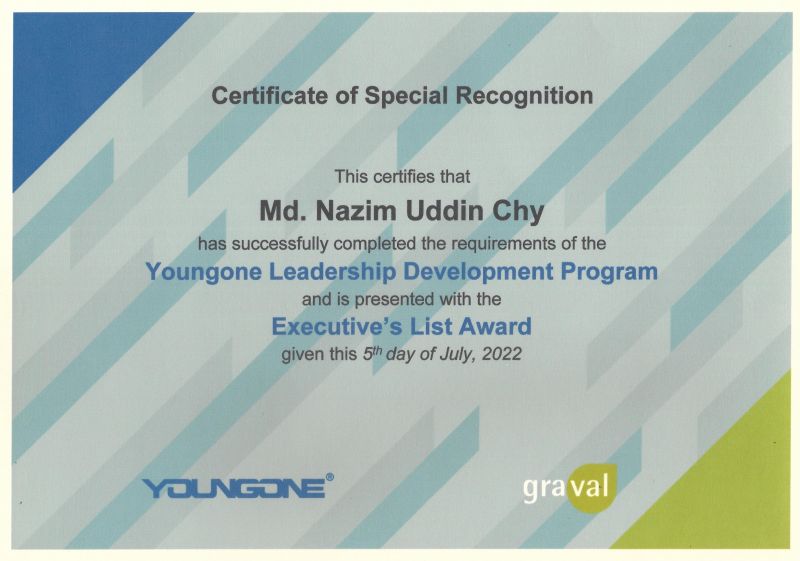 Md. Nazim Uddin Chy on LinkedIn: Certified from Youngone and graval for ... Md. Nazim Uddin Chy on LinkedIn: Certified from Youngone and graval for ...