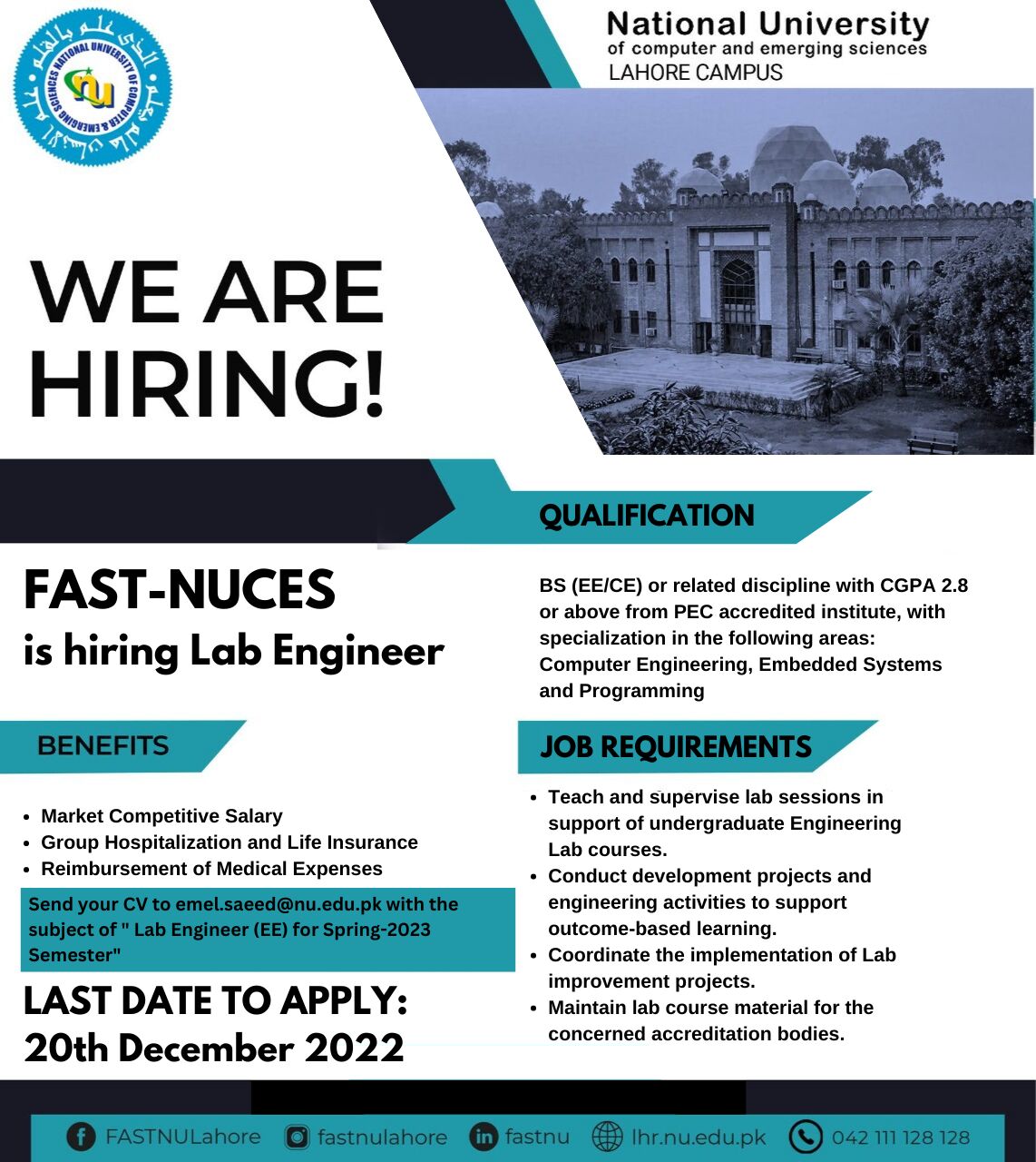 Saima Zafar on LinkedIn: Lab Engineer required - BS EE Saima Zafar on LinkedIn: Lab Engineer required - BS EE