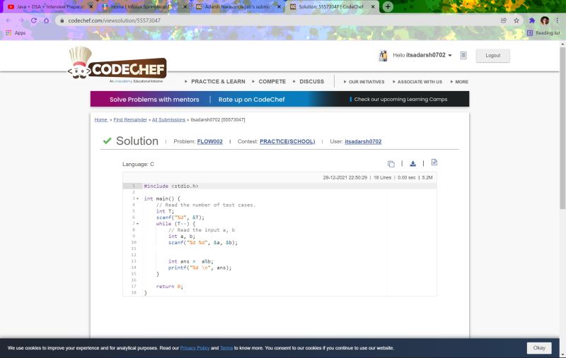 Adarsh Jagati on LinkedIn: #codechef #dsa #clangcode # ... Adarsh Jagati on LinkedIn: #codechef #dsa #clangcode # ...