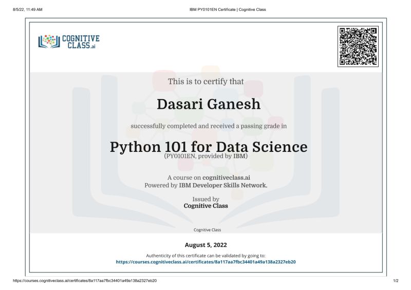 Dasari Ganesh on LinkedIn: #python #ibm Dasari Ganesh on LinkedIn: #python #ibm