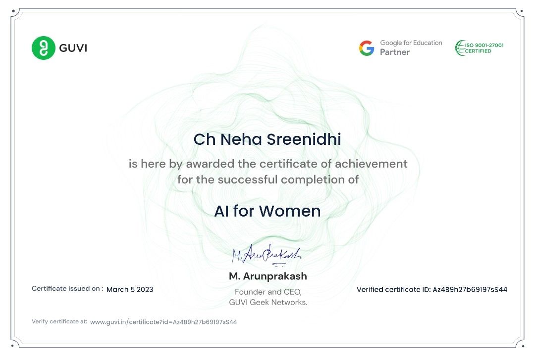 Chaganti Neha Sreenidhi on LinkedIn: #ai #guvi Chaganti Neha Sreenidhi on LinkedIn: #ai #guvi