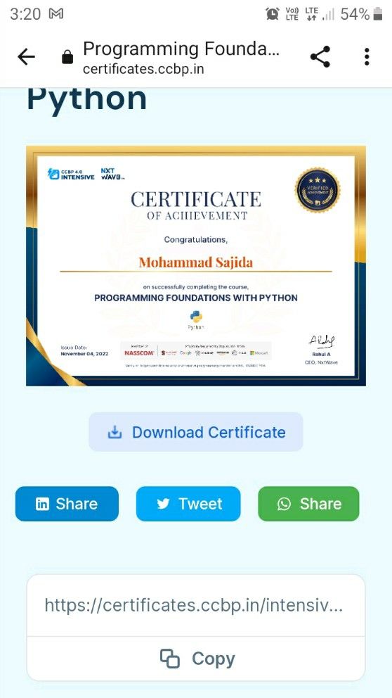 Mohammad Sajida on LinkedIn: #day54 #pythoncertificate Mohammad Sajida on LinkedIn: #day54 #pythoncertificate