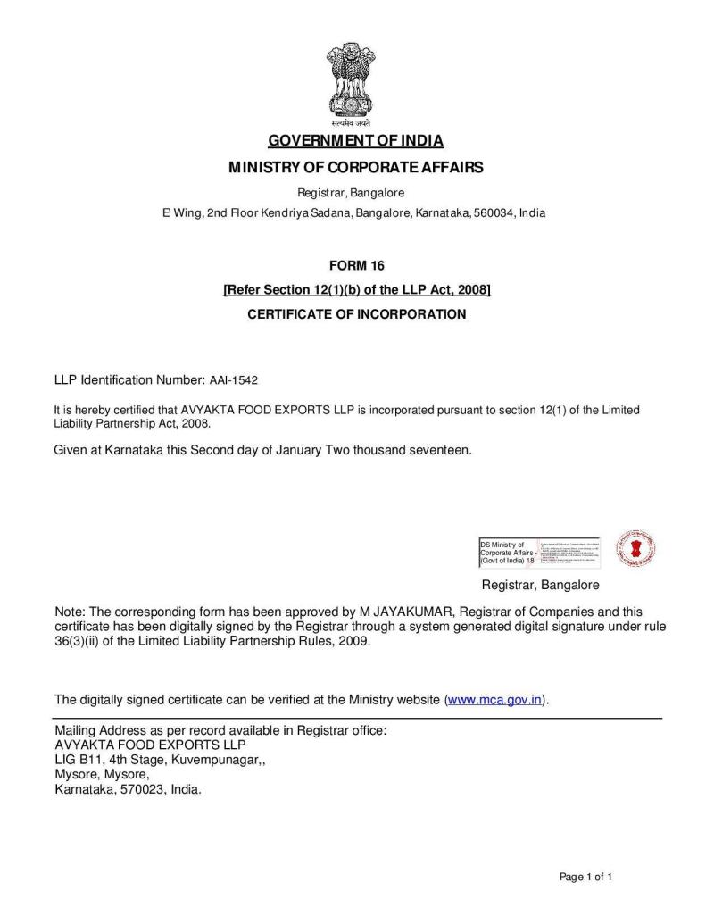 Avyakta Food Expoorts on LinkedIn: Certificate of Incorporation Avyakta Food Expoorts on LinkedIn: Certificate of Incorporation