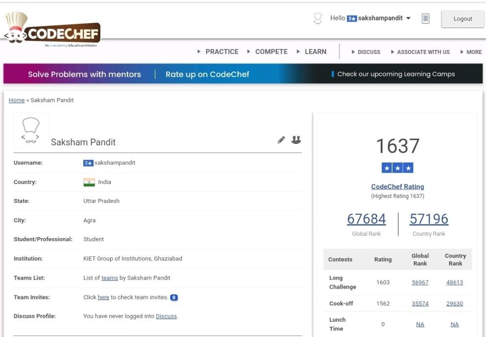 Saksham Pandit on LinkedIn: #codechef #grateful Saksham Pandit on LinkedIn: #codechef #grateful