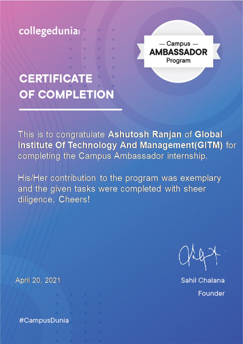 Ashutosh Ranjan on LinkedIn: #campusambassador #internship # ... Ashutosh Ranjan on LinkedIn: #campusambassador #internship # ...