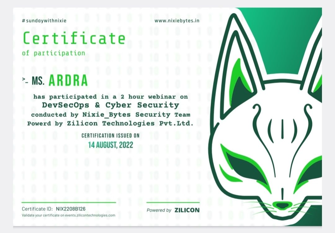 ARDRA M C on LinkedIn: DevSecOps &Cyber security 😇😇Nixie_Bytes Security ... ARDRA M C on LinkedIn: DevSecOps &Cyber security 😇😇Nixie_Bytes Security ...