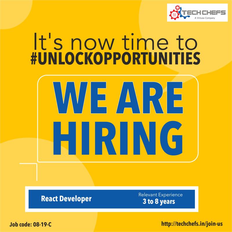 TechChefs Software Pvt Ltd on LinkedIn: #unlockopportunity #reactjs # ... TechChefs Software Pvt Ltd on LinkedIn: #unlockopportunity #reactjs # ...