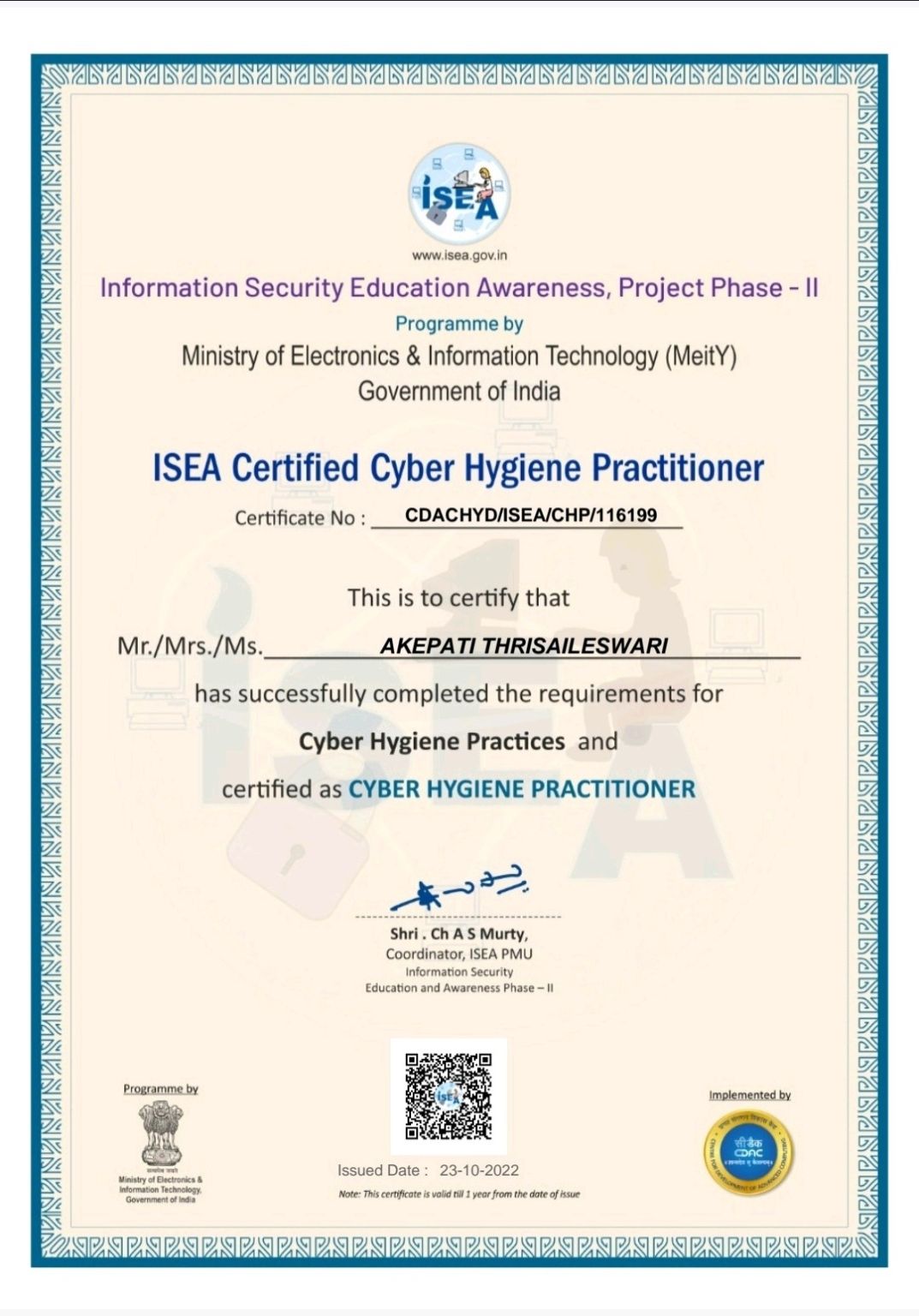 Akepati Thrisaileswari on LinkedIn: #cyber #isea Akepati Thrisaileswari on LinkedIn: #cyber #isea