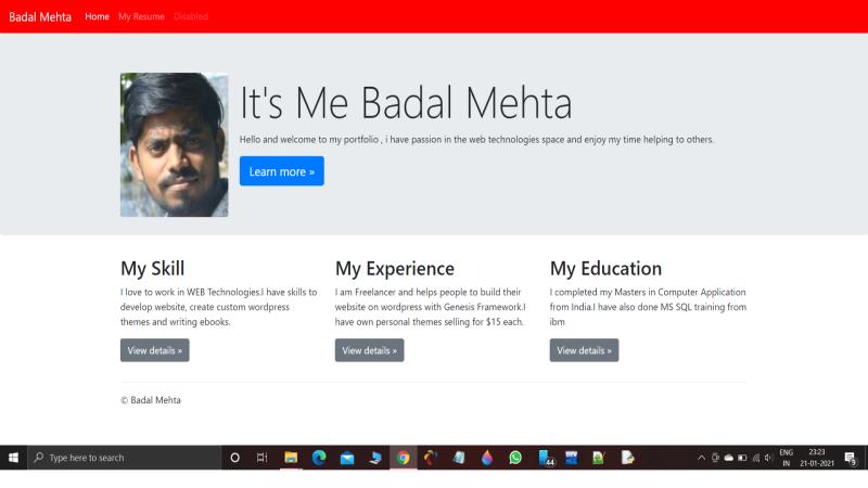 Badal Prasad Mehta on LinkedIn: Portfolio Using BOOTSTRAP, CSS , HTML. Badal Prasad Mehta on LinkedIn: Portfolio Using BOOTSTRAP, CSS , HTML.