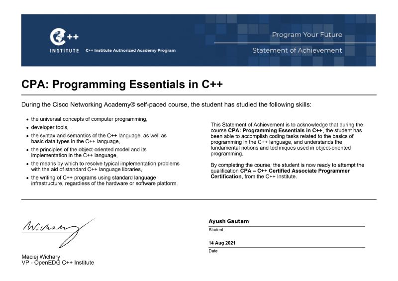 Ayush Gautam on LinkedIn: Programming Essentials In C++ Ayush Gautam on LinkedIn: Programming Essentials In C++