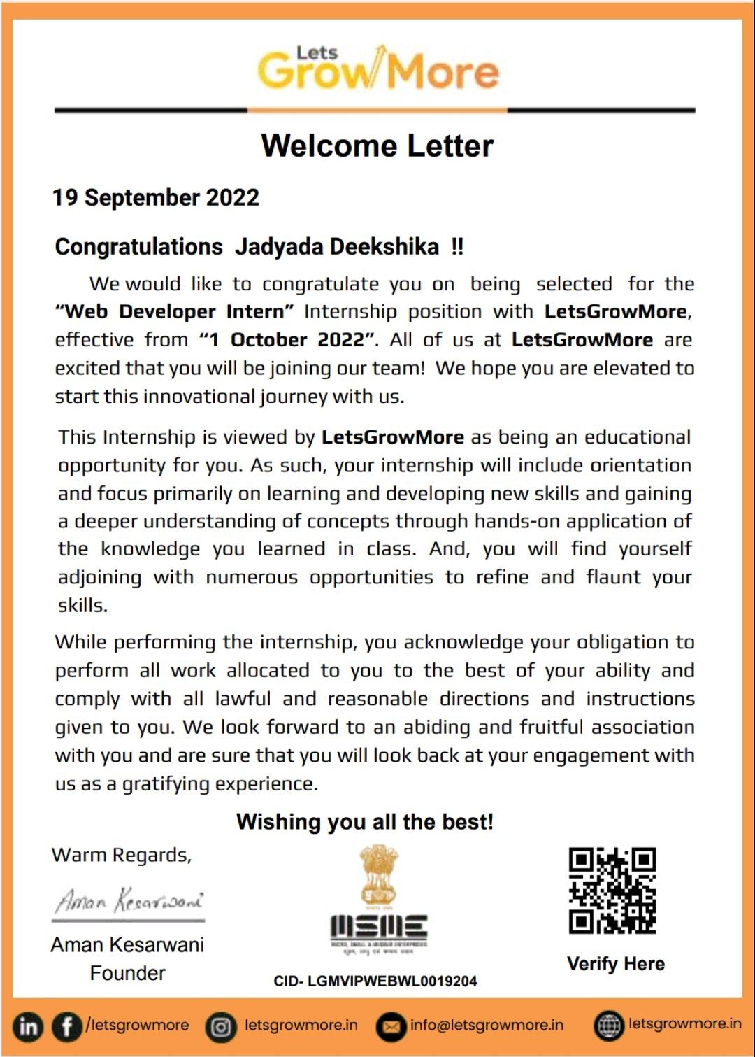 Deekshika Jadyada on LinkedIn: #newposition #letsgrowmore #intern # ... Deekshika Jadyada on LinkedIn: #newposition #letsgrowmore #intern # ...