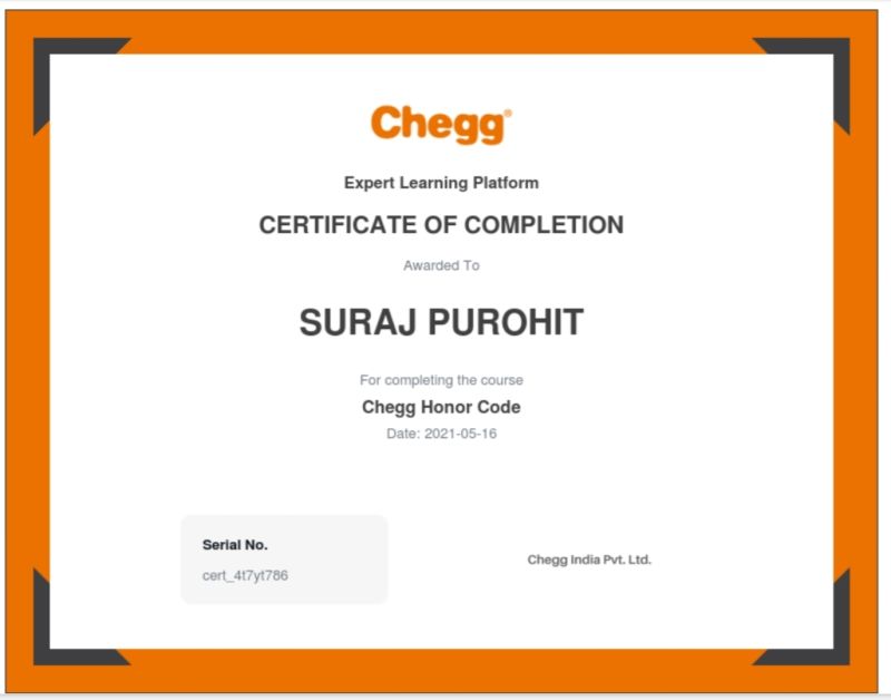 Suraj Purohit on LinkedIn: Thank You so much Chegg India 🎉🌻 Suraj Purohit on LinkedIn: Thank You so much Chegg India 🎉🌻