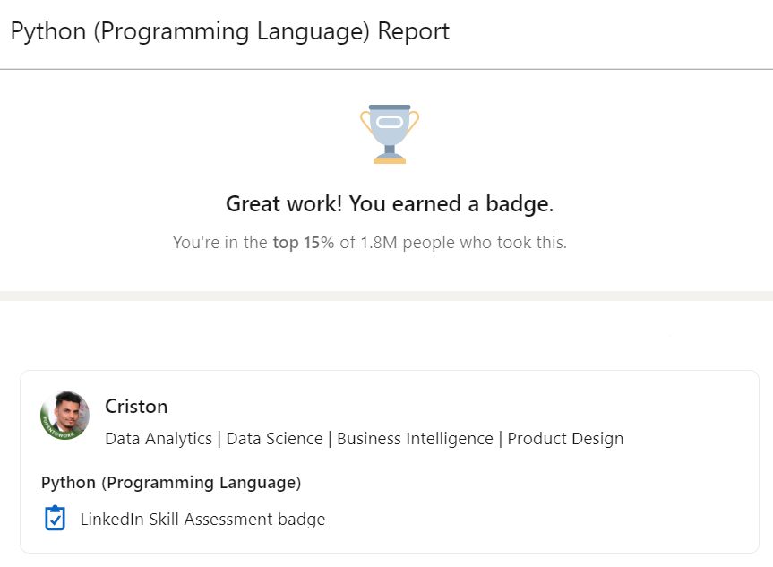 Criston DSOUZA on LinkedIn: #python #python3 #assessments Criston DSOUZA on LinkedIn: #python #python3 #assessments
