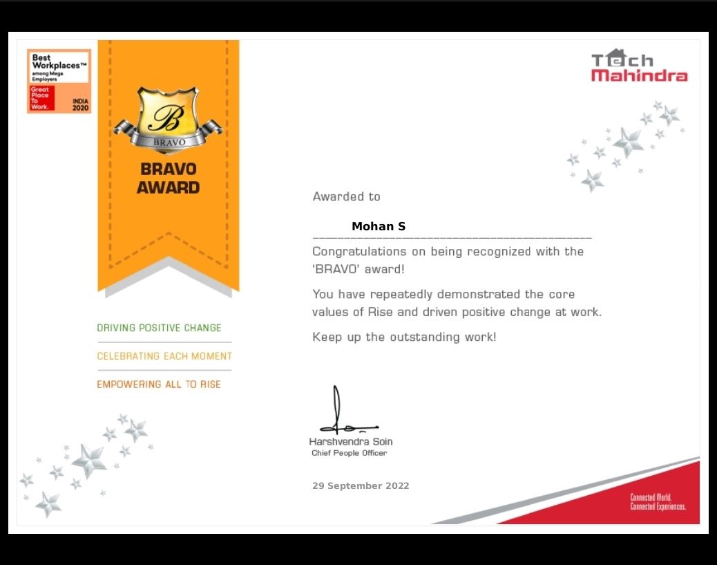 Mohan S on LinkedIn: #techmahindra Mohan S on LinkedIn: #techmahindra