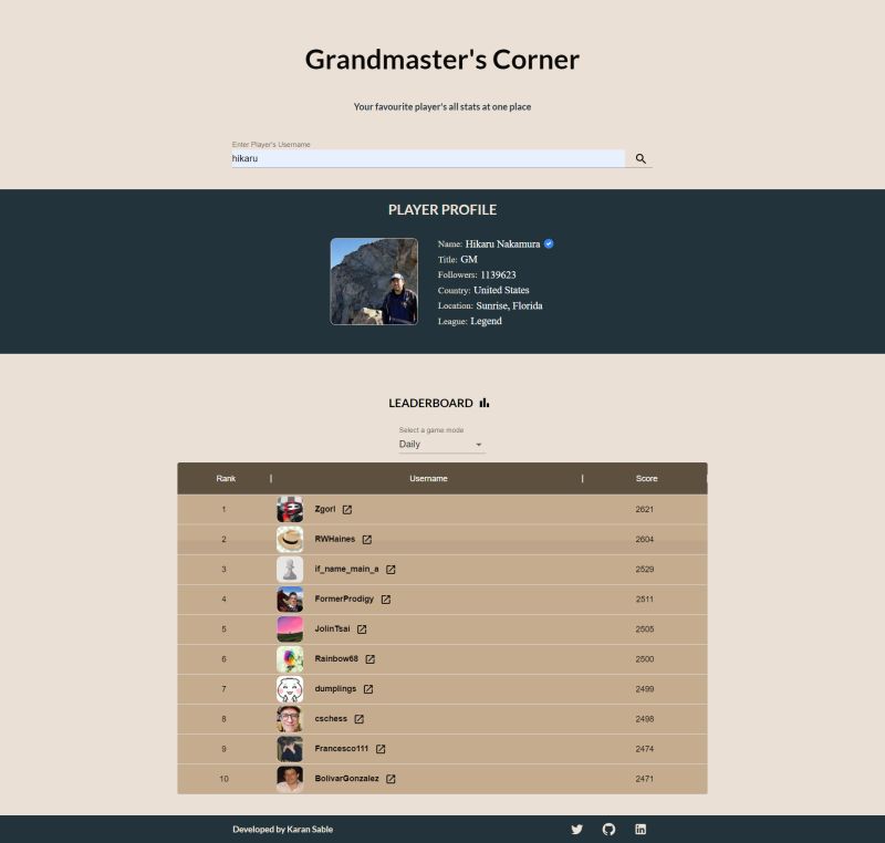 Karan S. on LinkedIn: #webapp #nextjs #chess #leaderboard # ... Karan S. on LinkedIn: #webapp #nextjs #chess #leaderboard # ...