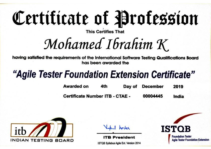 MOHAMED IBRAHIM K on LinkedIn: #istqbcertified MOHAMED IBRAHIM K on LinkedIn: #istqbcertified