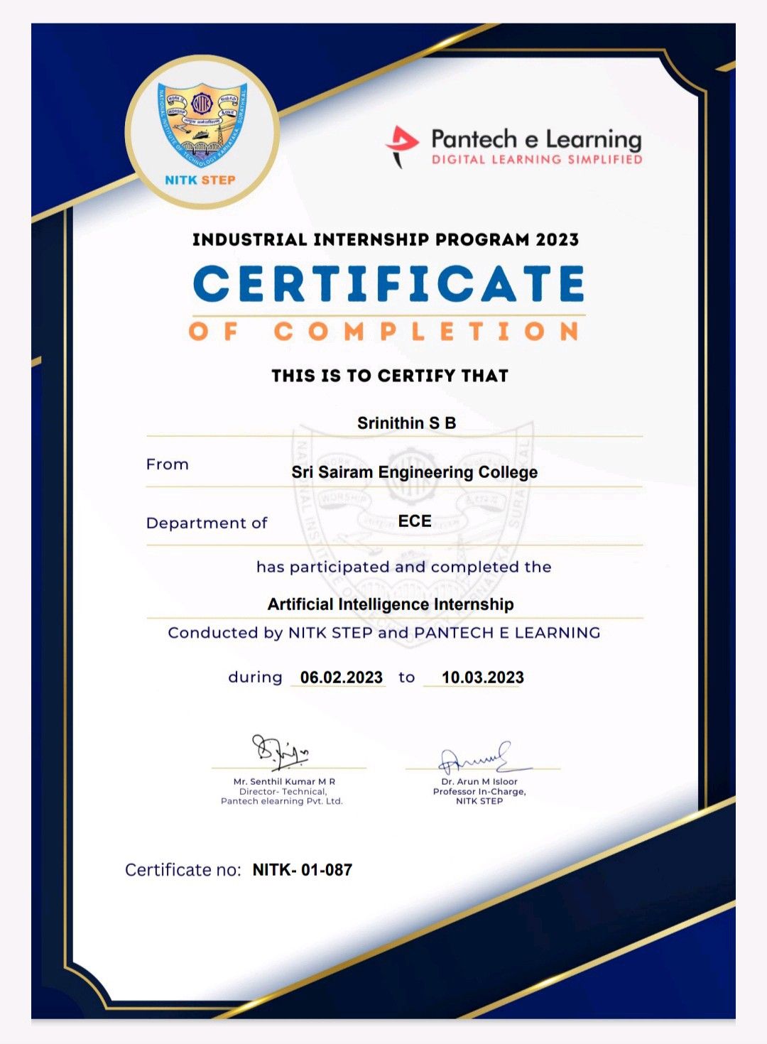 Srinithin S B on LinkedIn: #learning #artificialintelligence #internship Srinithin S B on LinkedIn: #learning #artificialintelligence #internship