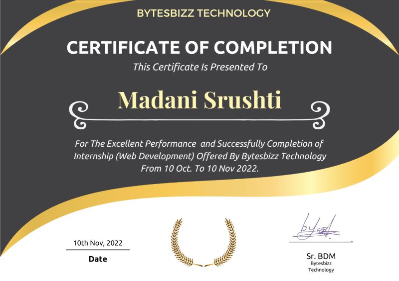 Srushti Madani on LinkedIn: #internship #certificate #internship Srushti Madani on LinkedIn: #internship #certificate #internship