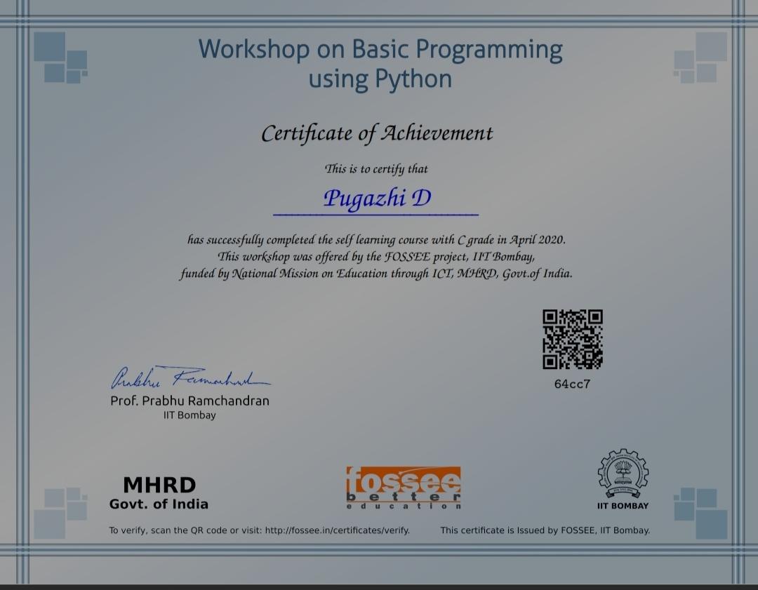 Pugazhi Dhandapani on LinkedIn: #pythonprogramming #iitbombay #python Pugazhi Dhandapani on LinkedIn: #pythonprogramming #iitbombay #python