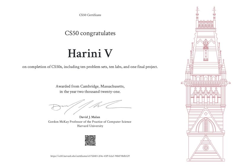 Harini Venkatesan on LinkedIn: #python #javascript #sql #html #css #cs50 Harini Venkatesan on LinkedIn: #python #javascript #sql #html #css #cs50