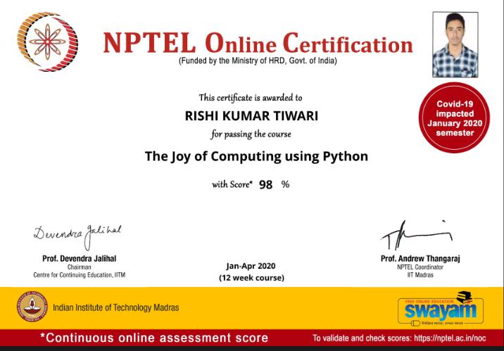 Rishi Tiwari on LinkedIn: #nptel Rishi Tiwari on LinkedIn: #nptel