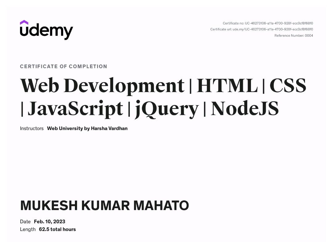 Mukesh Kumar Mahato on LinkedIn: #udemy #webdevelopment #share #udemycourse Mukesh Kumar Mahato on LinkedIn: #udemy #webdevelopment #share #udemycourse