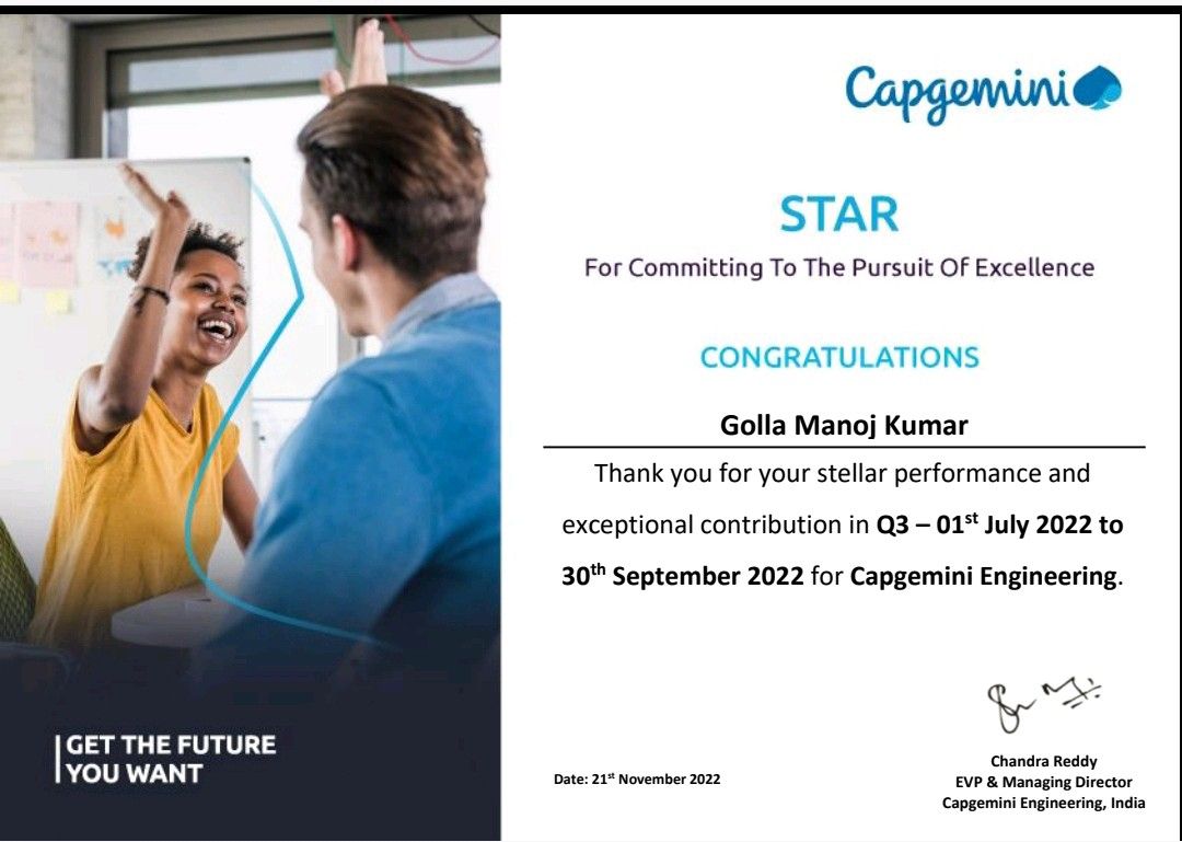 Manoj Kumar Golla on LinkedIn: Capgemini Engineering Manoj Kumar Golla on LinkedIn: Capgemini Engineering
