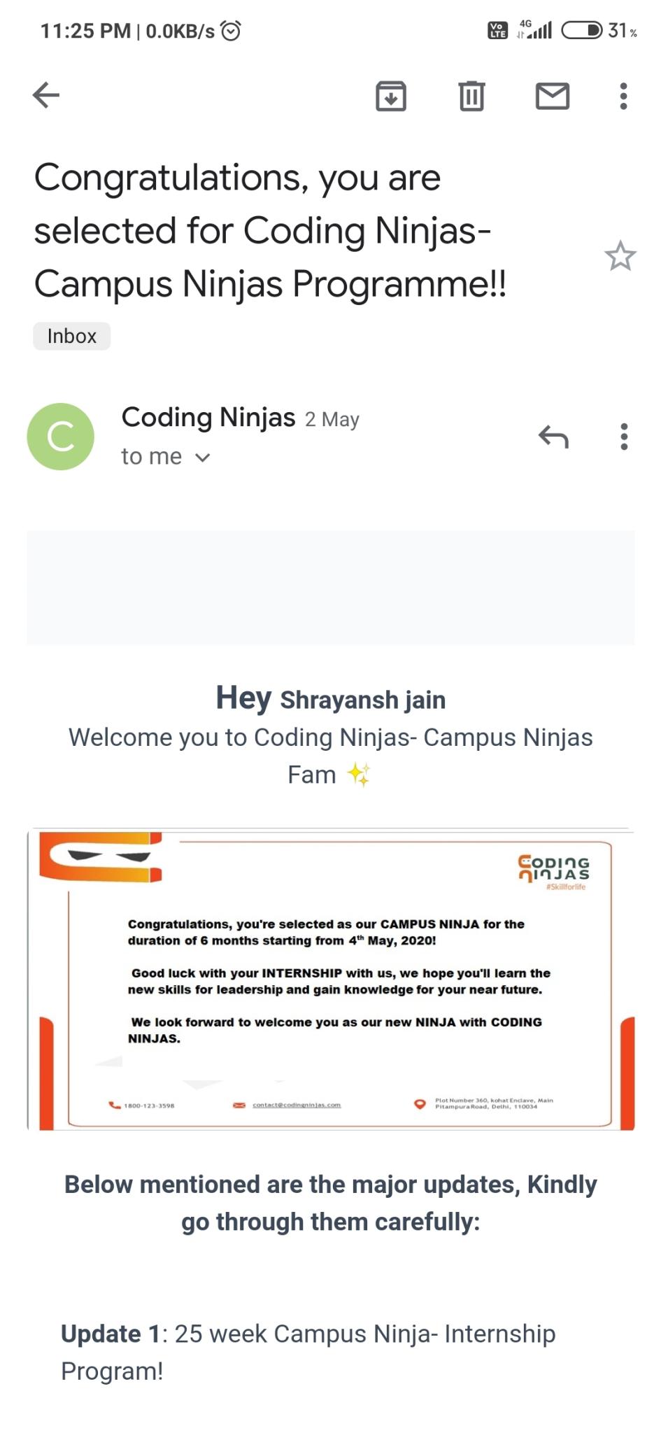 Shrayansh Jain on LinkedIn: #codingninja #campusambassador Shrayansh Jain on LinkedIn: #codingninja #campusambassador