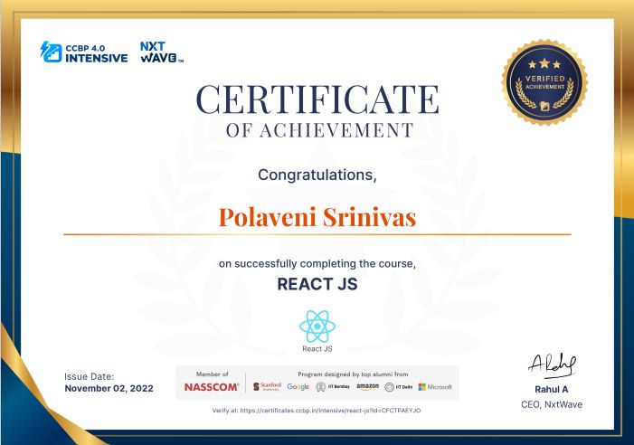 Srinivas Polaveni on LinkedIn: #ccbp #ccbpian #nxtwave # ... Srinivas Polaveni on LinkedIn: #ccbp #ccbpian #nxtwave # ...
