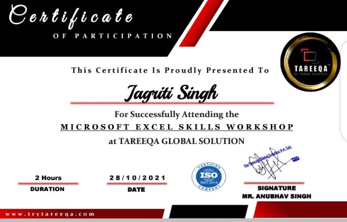 jagriti singh on LinkedIn: Microsoft Excel Skill Workshop at TAREEQA ... jagriti singh on LinkedIn: Microsoft Excel Skill Workshop at TAREEQA ...
