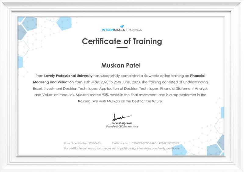 Muskan Patel on LinkedIn: #internshalatrainings # ... Muskan Patel on LinkedIn: #internshalatrainings # ...