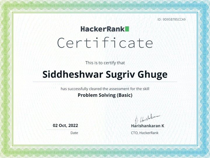 Siddheshwar Ghuge on LinkedIn: #hackerrank Siddheshwar Ghuge on LinkedIn: #hackerrank