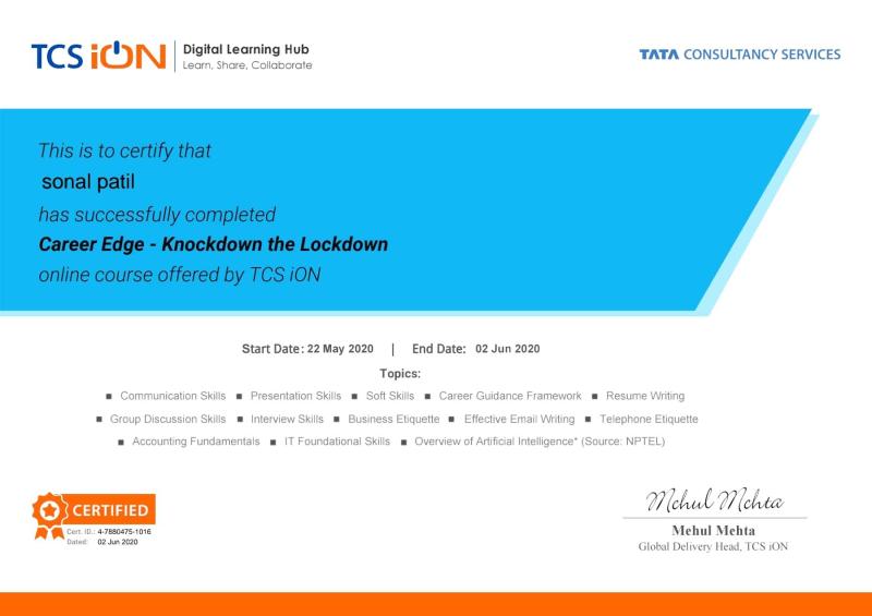 Sonal Patil on LinkedIn: #tcsion Sonal Patil on LinkedIn: #tcsion
