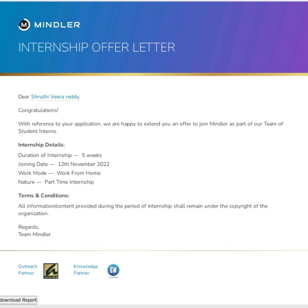 SHRUTHI REDDY Shruthi on LinkedIn: Official Intern with mindler Mindler SHRUTHI REDDY Shruthi on LinkedIn: Official Intern with mindler Mindler