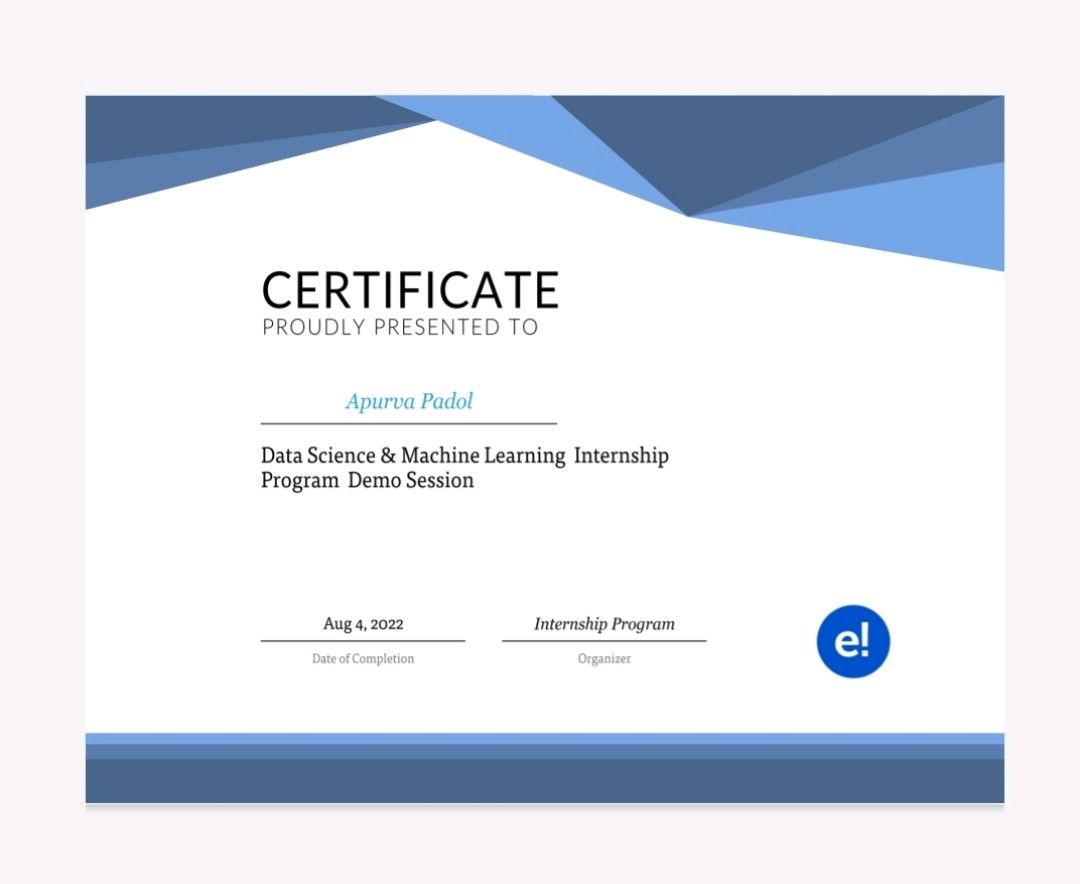 Apurva Padol on LinkedIn: #machinelearning #internshipprogram #datascience Apurva Padol on LinkedIn: #machinelearning #internshipprogram #datascience