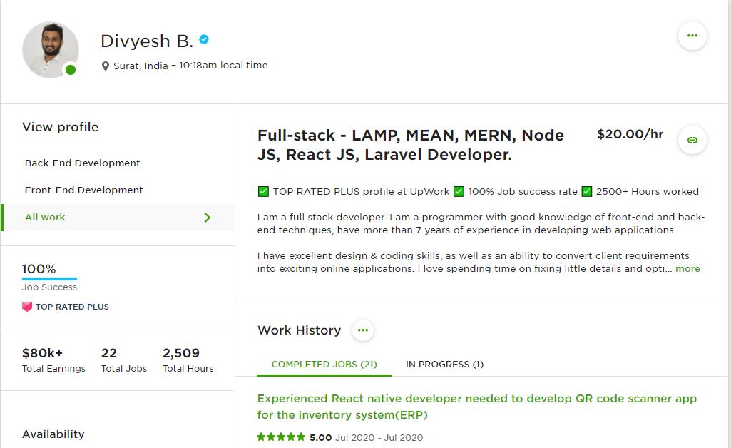 Divyesh Bardoliya on LinkedIn: Top Rated Plus :) :) Thank you Upwork Divyesh Bardoliya on LinkedIn: Top Rated Plus :) :) Thank you Upwork