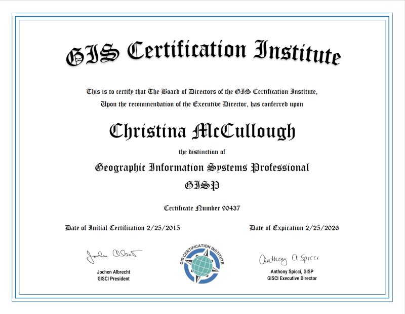 Christina McCullough, GISP on LinkedIn: I am proud to continue my GISP ... Christina McCullough, GISP on LinkedIn: I am proud to continue my GISP ...