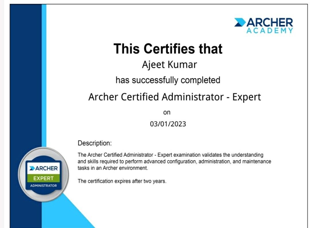 Ajeet Kumar Soni on LinkedIn: #grc #archer #rsa Ajeet Kumar Soni on LinkedIn: #grc #archer #rsa