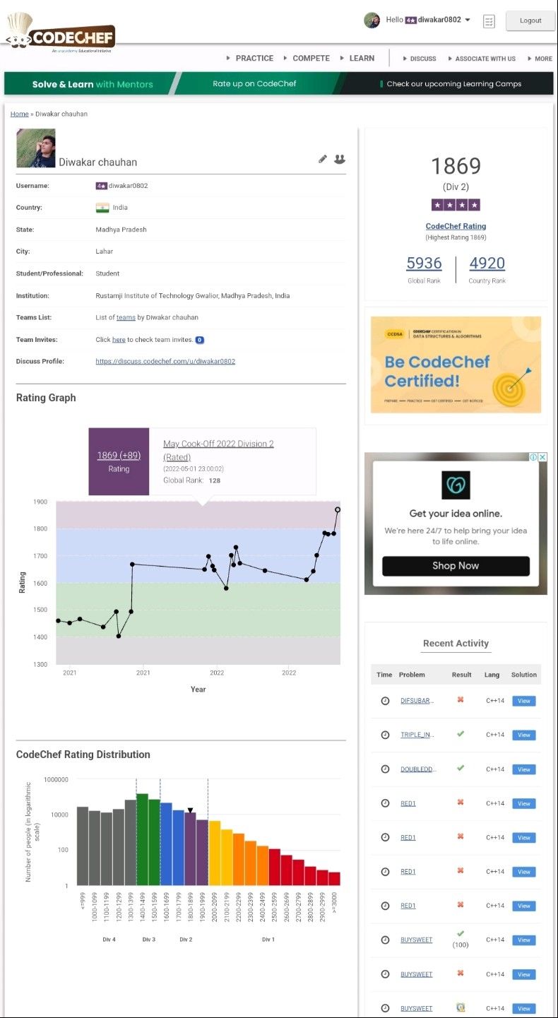 Diwakar singh chauhan on LinkedIn: #codechef #code # ... Diwakar singh chauhan on LinkedIn: #codechef #code # ...